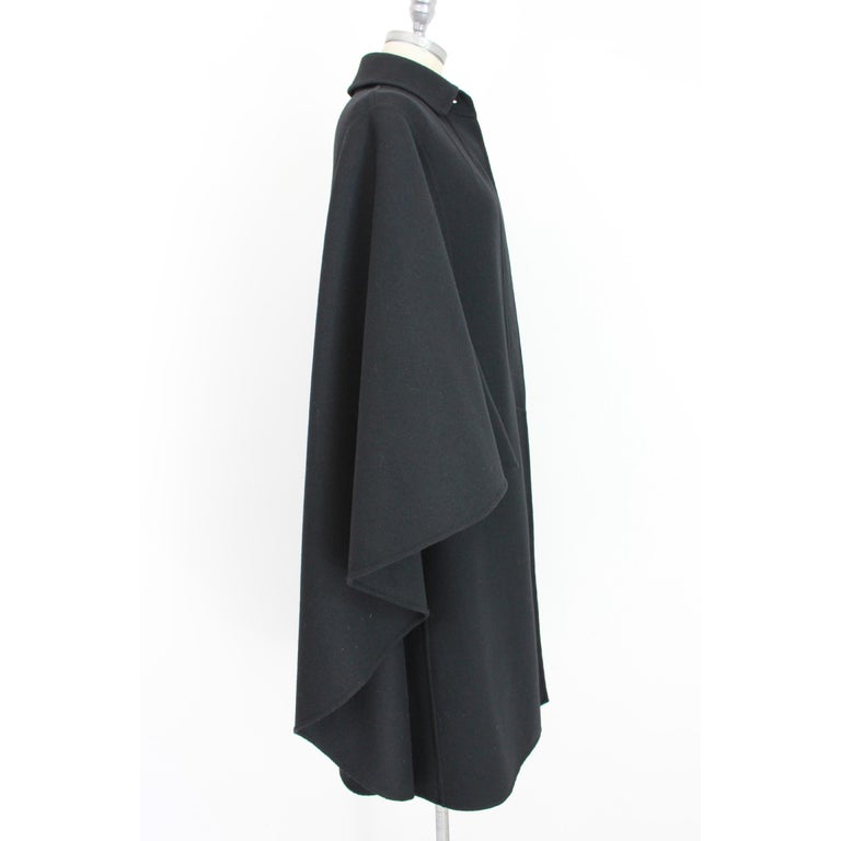 Salvatore Ferragamo Black Wool Batwing Cape Coat 1990s at 1stDibs