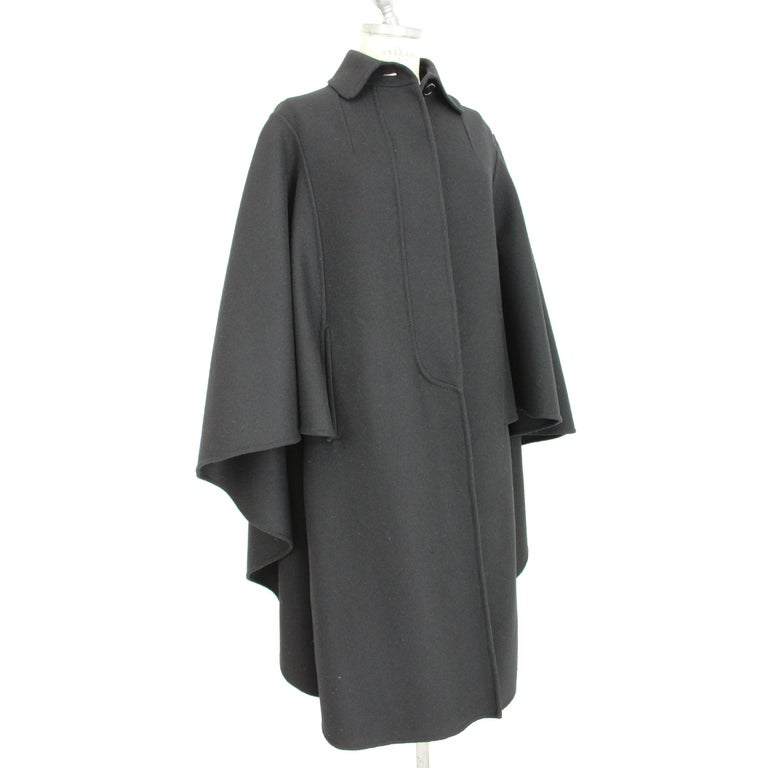 Salvatore Ferragamo Black Wool Batwing Cape Coat 1990s at 1stDibs