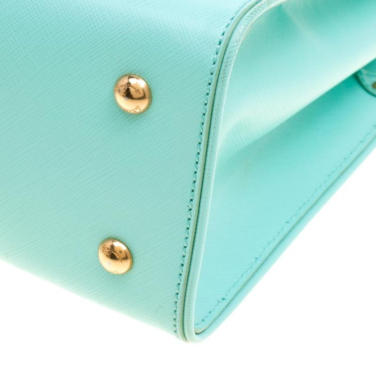 Salvatore Ferragamo Cyan Leather Small Briana Tote For Sale at 1stDibs