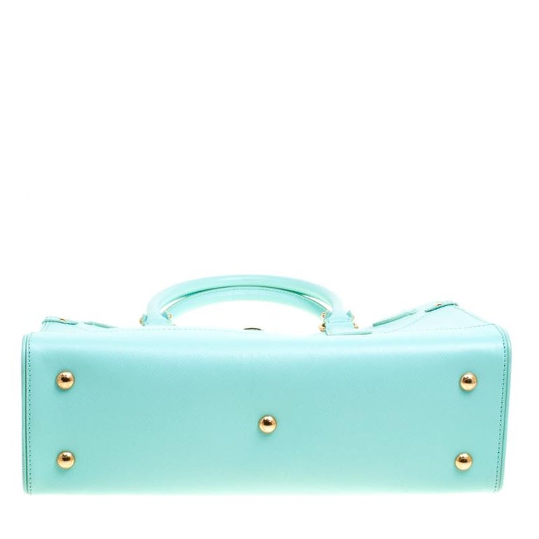 Salvatore Ferragamo Cyan Leather Small Briana Tote For Sale at 1stDibs