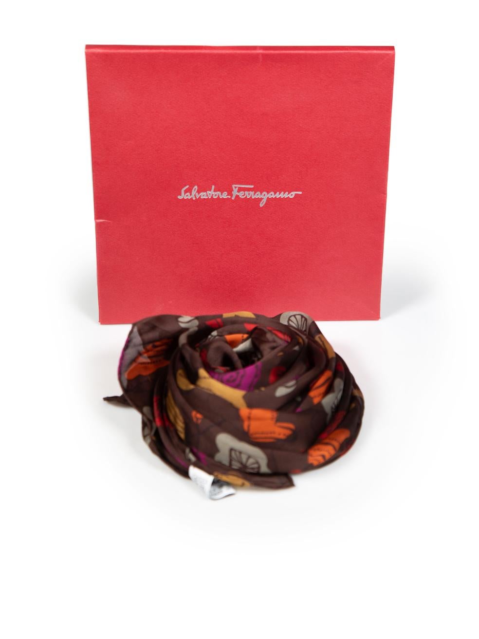 Salvatore Ferragamo Floral Silk Scarf For Sale at 1stDibs