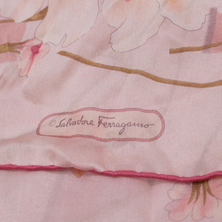 Salvatore Ferragamo Floral Silk Scarf For Sale at 1stDibs