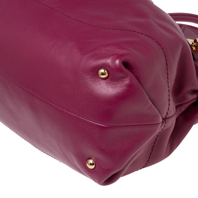 Salvatore Ferragamo Magenta Leather Lineage Shoulder Bag at 1stDibs