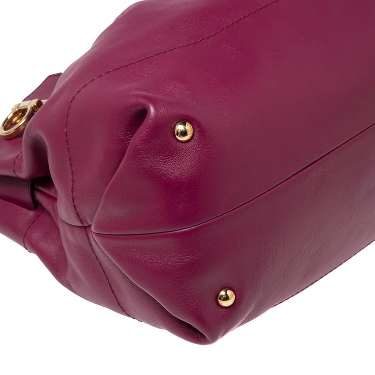 Salvatore Ferragamo Magenta Leather Lineage Shoulder Bag at 1stDibs