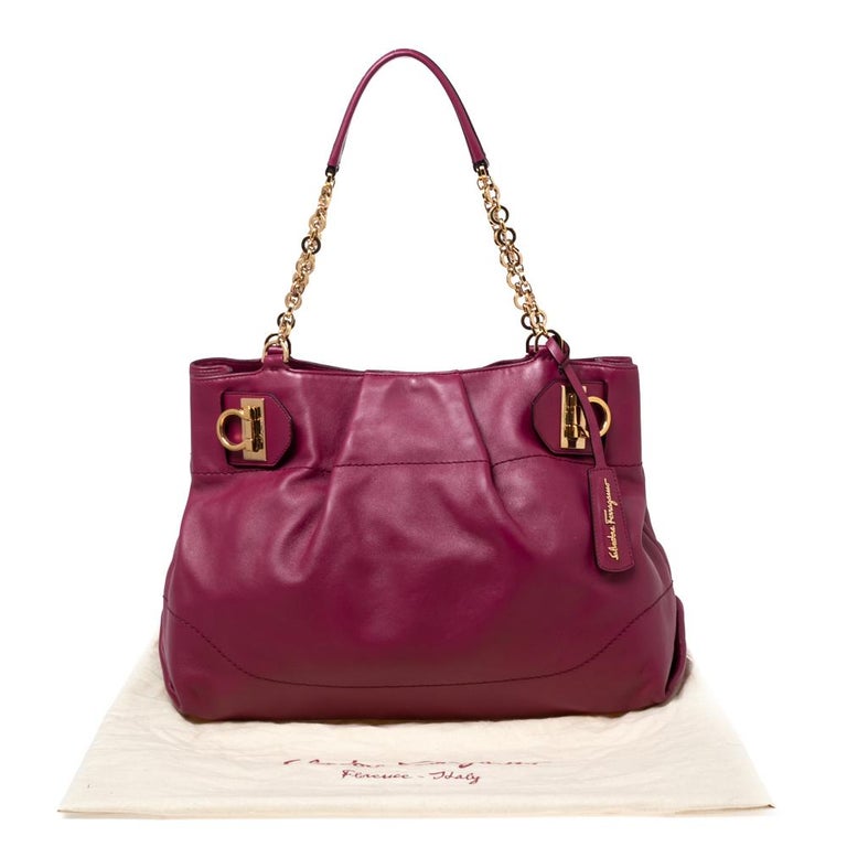 Salvatore Ferragamo Magenta Leather Lineage Shoulder Bag at 1stDibs