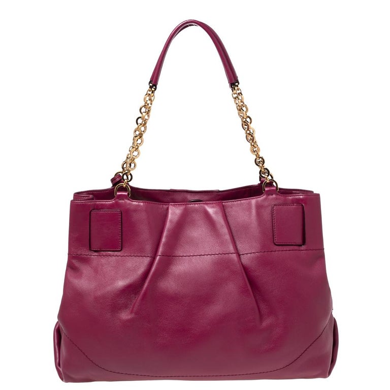 Salvatore Ferragamo Magenta Leather Lineage Shoulder Bag at 1stDibs
