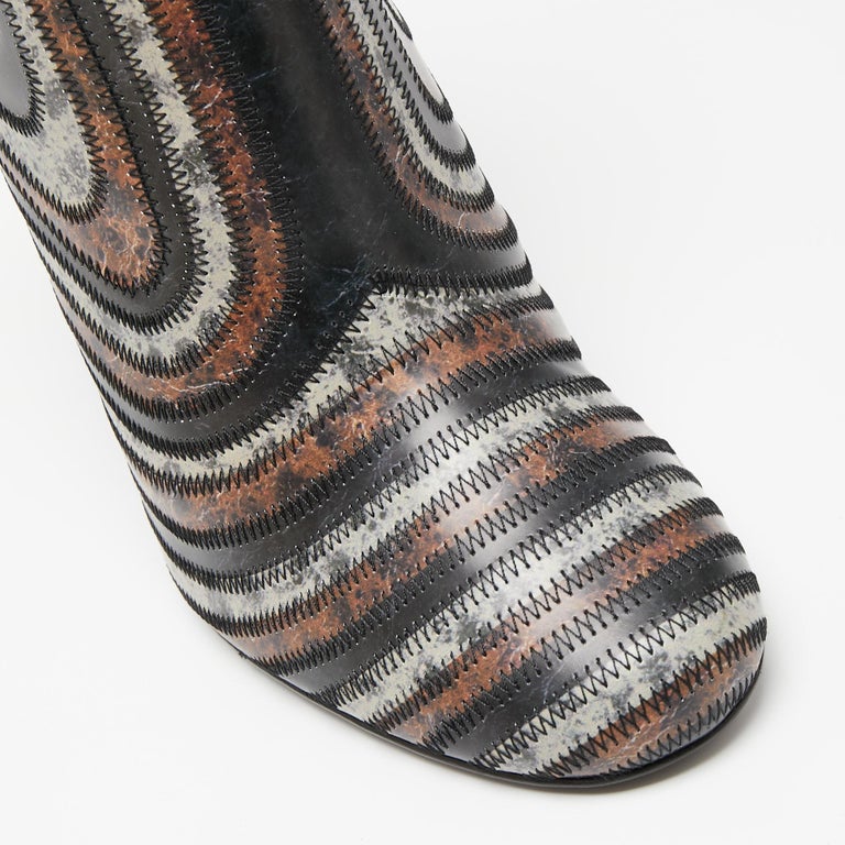 Salvatore Ferragamo Multicolor Leather Feeling Zig Zag Ankle Boots Size ...