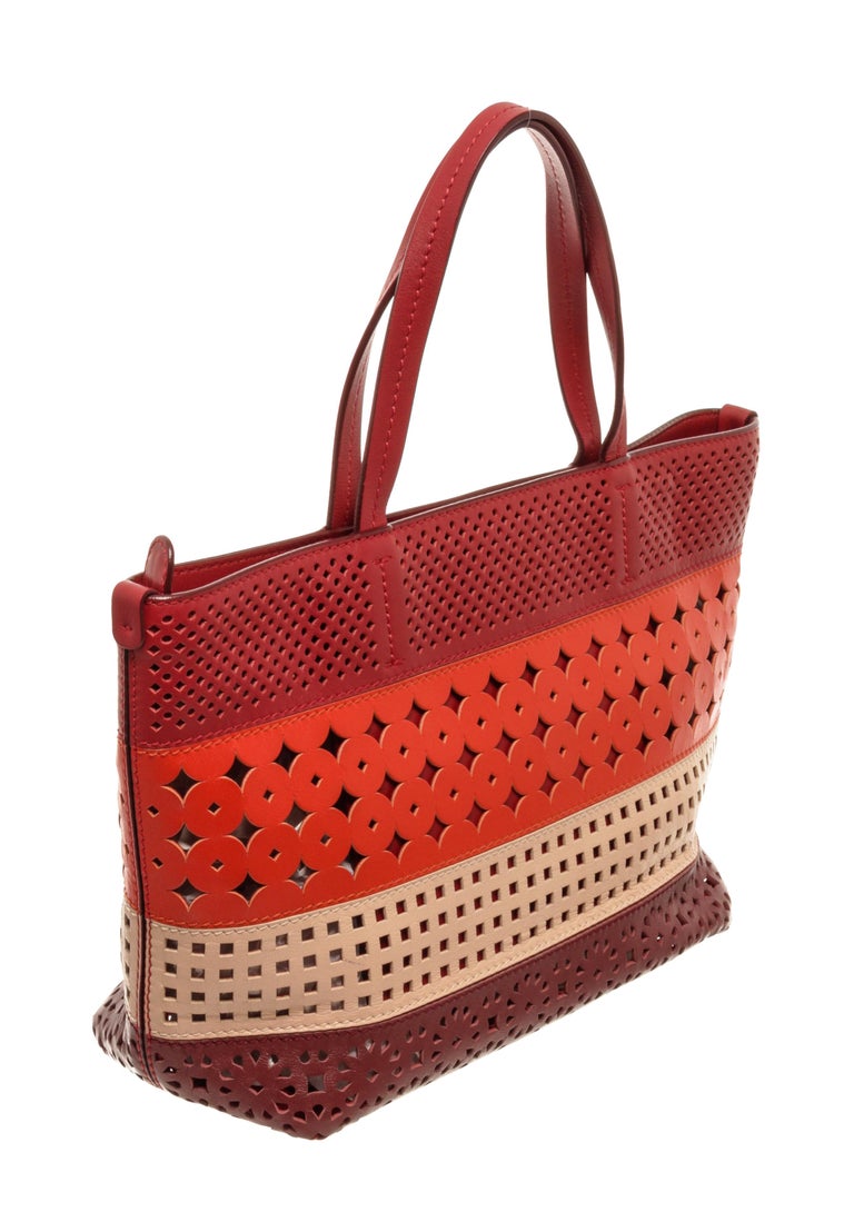 Salvatore Ferragamo Multicolor Leather Laser Zippe Tote Bag at 1stDibs