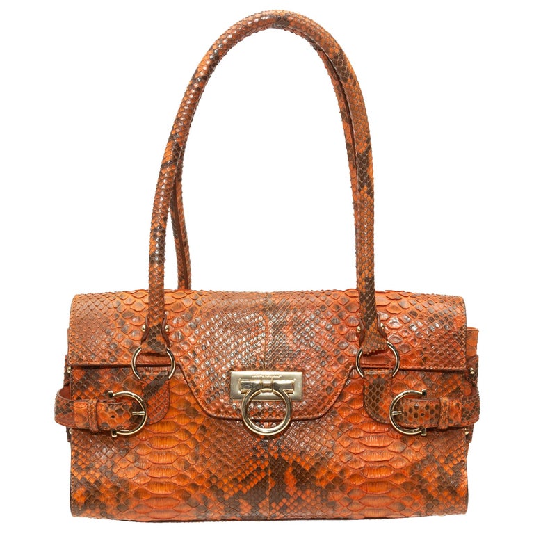 Salvatore Ferragamo Orange Python Handbag at 1stDibs | salvatore ferragamo orange bag