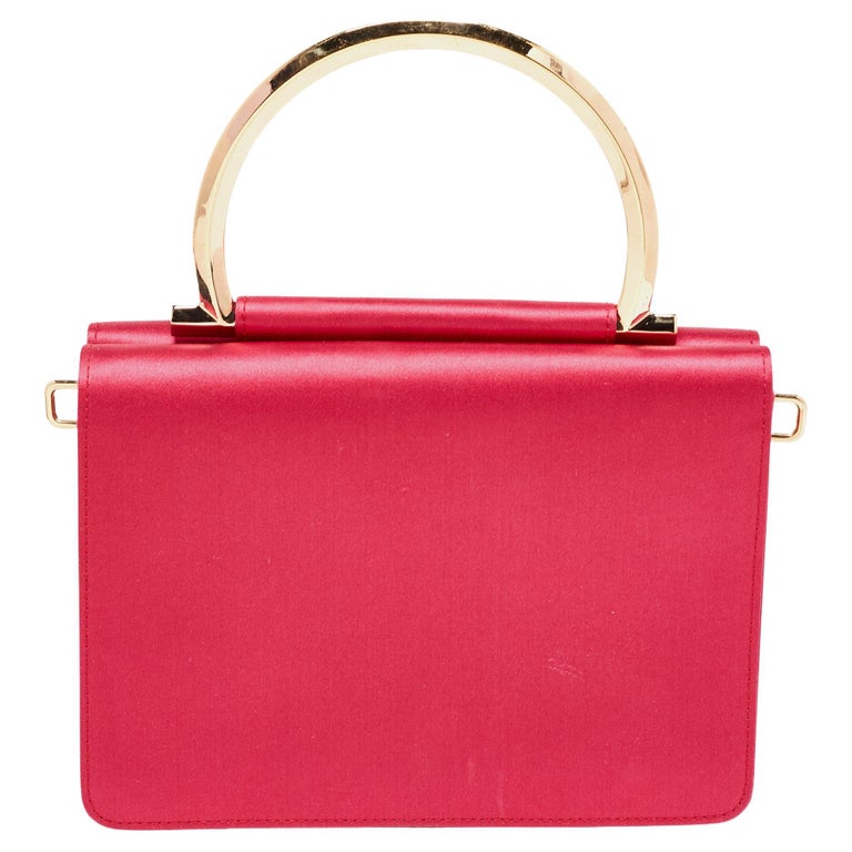 Salvatore Ferragamo Pink Satin Top Handle Bag For Sale at 1stDibs