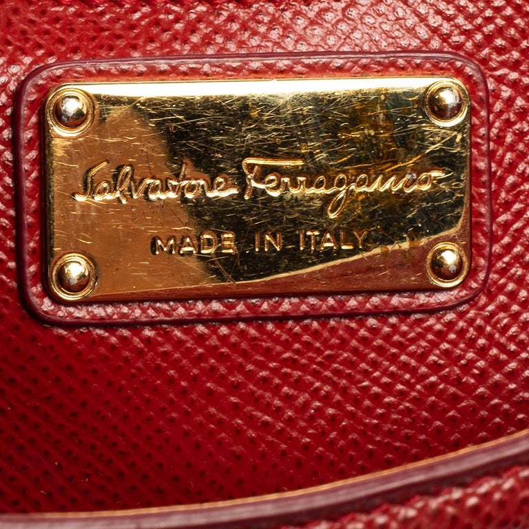 Salvatore Ferragamo Red Leather Carrie Top Handle Bag at 1stDibs
