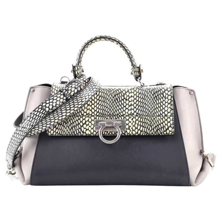 Salvatore Ferragamo Sofia Satchel Leather and Python Medium For Sale at 1stDibs