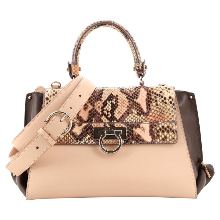 Salvatore Ferragamo Sofia Satchel Leather and Python Medium For Sale at 1stDibs
