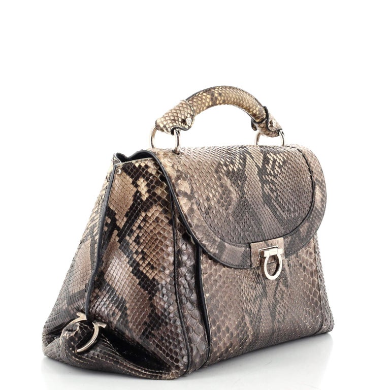Salvatore Ferragamo Sofia Satchel Python Medium For Sale at 1stDibs