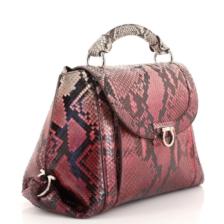 Salvatore Ferragamo Sofia Satchel Python Medium For Sale at 1stDibs