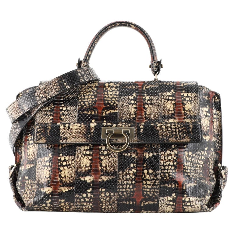 Salvatore Ferragamo Sofia Satchel Python Medium For Sale at 1stDibs