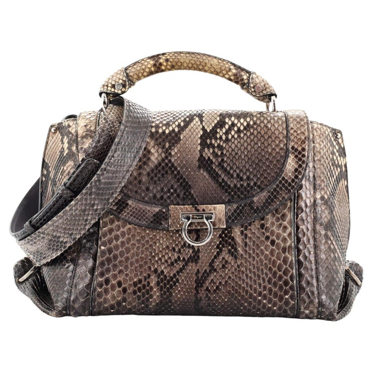 Salvatore Ferragamo Sofia Satchel Python Medium For Sale at 1stDibs
