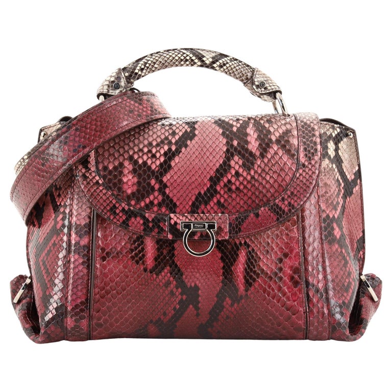 Salvatore Ferragamo Sofia Satchel Python Medium For Sale at 1stDibs
