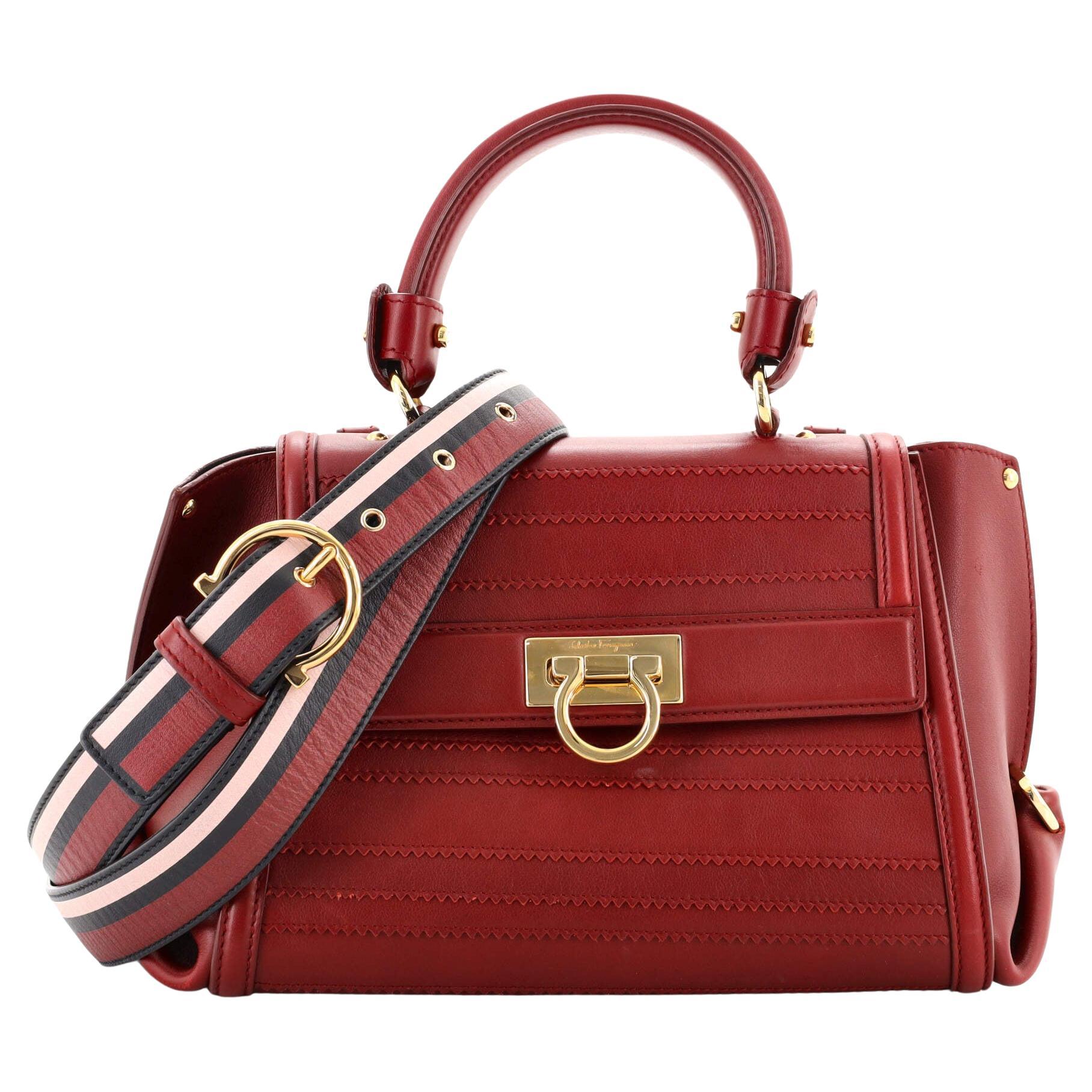 Salvatore Ferragamo Sofia Satchel Stitched Leather Small at 1stDibs ...