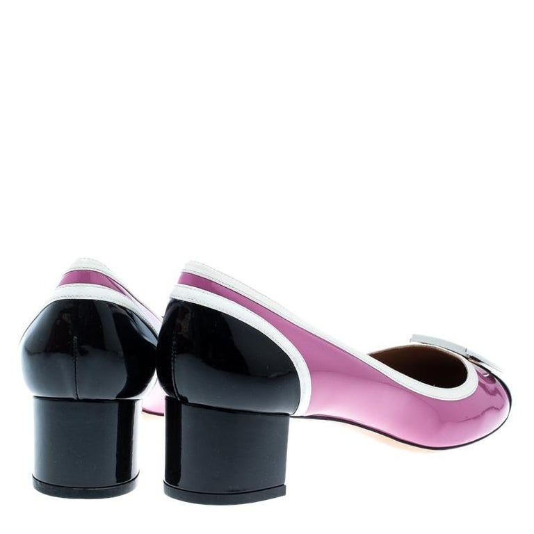 Salvatore Ferragamo Tricolor Patent Leather Gwen Block Heel Pumps Size ...