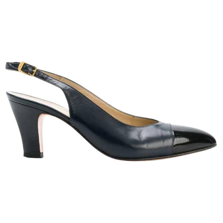 Pancaldi Colour Blocked Leather Slingback Shoes For Sale at 1stDibs ...