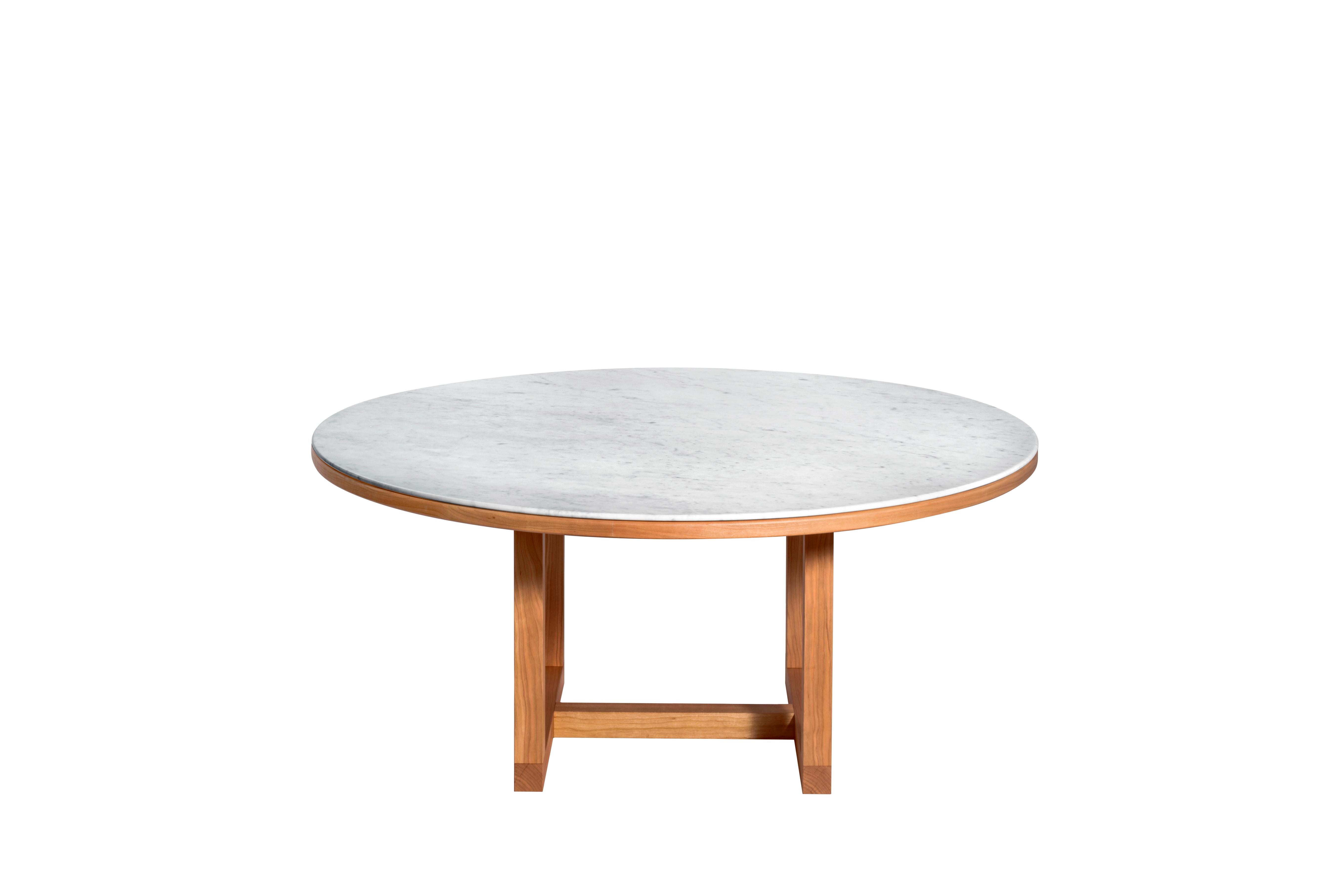 Salvatori Span Round Dining Table in Bianco Carrara and Cherrywood by ...