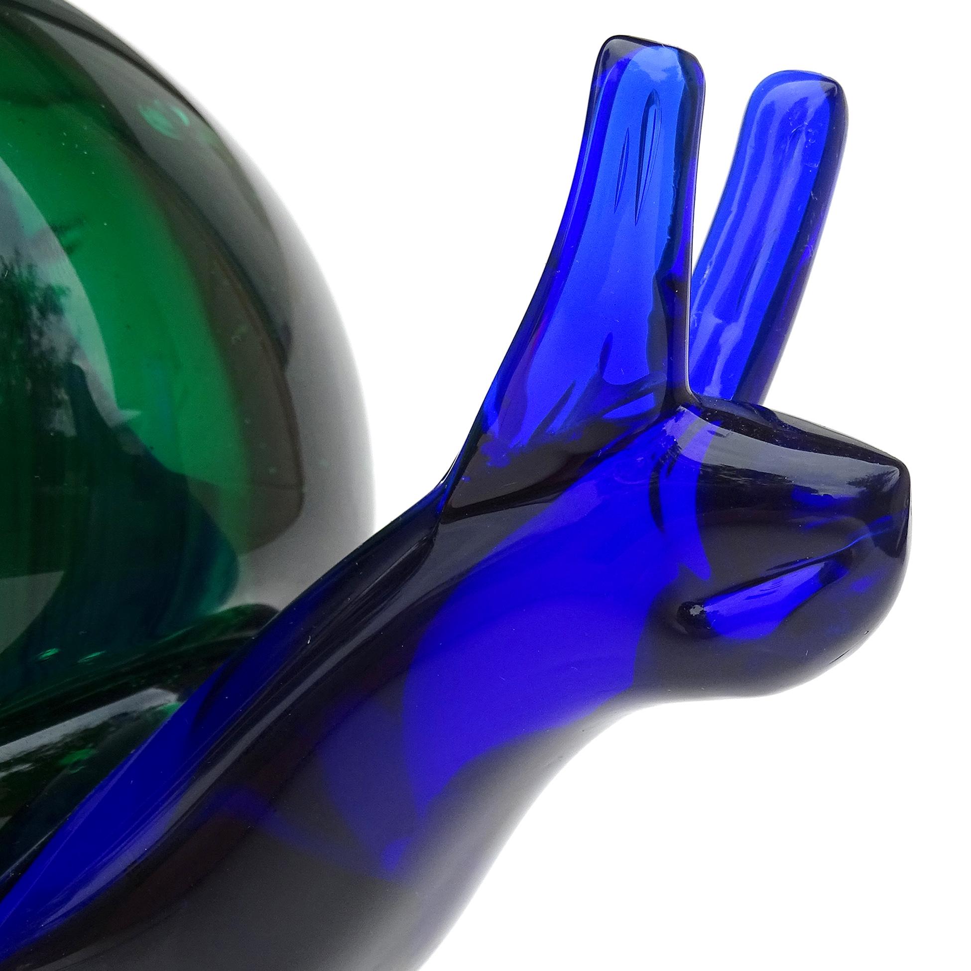 Salviati Murano Sommerso Blue Green Italian Art Glass Snail Figure ...