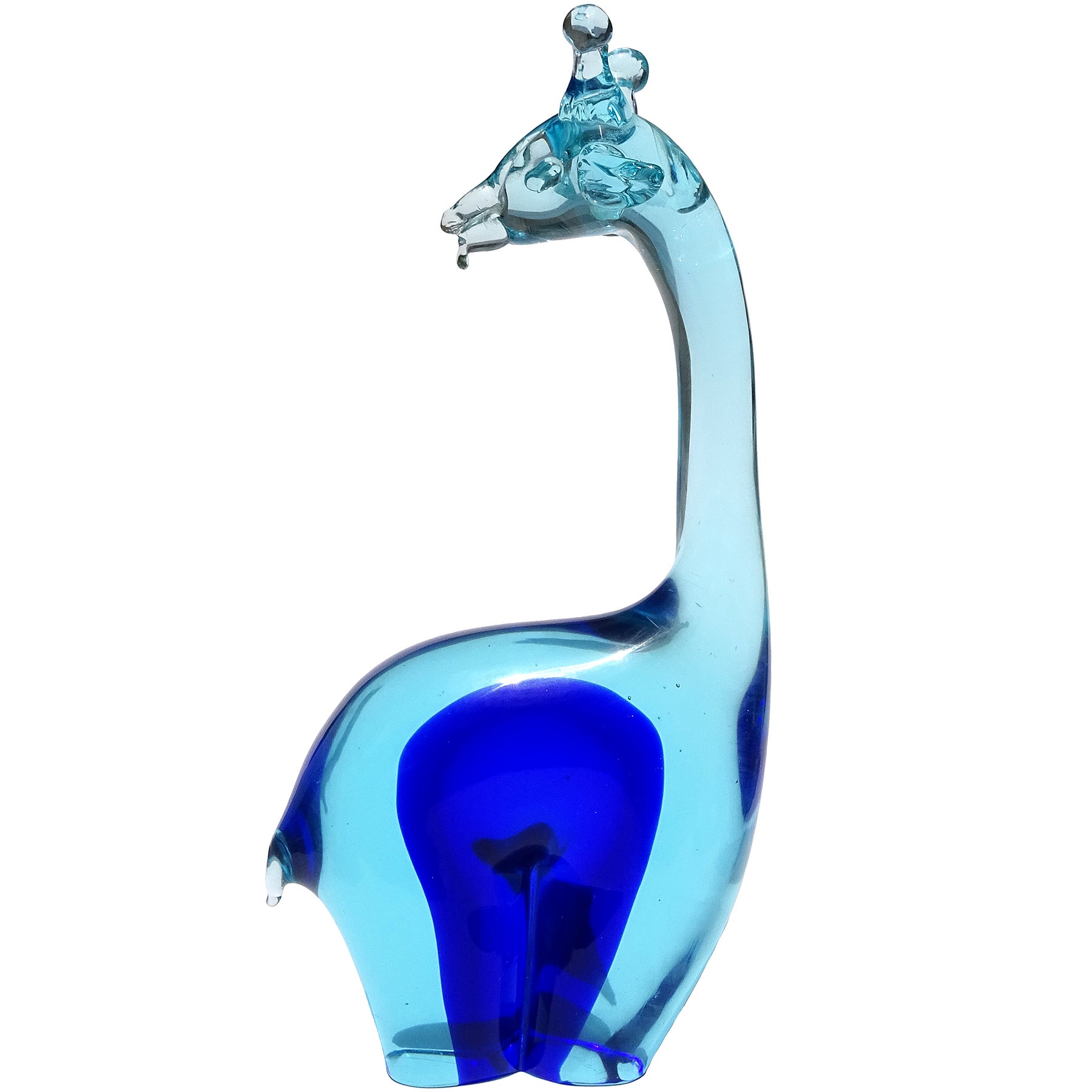 Salviati Murano Sommerso Blue Over Cobalt Italian Art Glass Giraffe ...