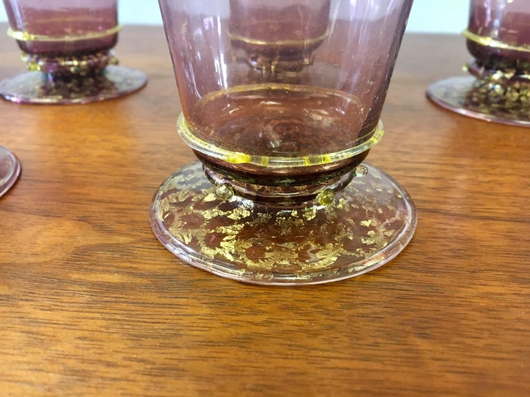 Salviati Set Six Hand Blown Venetian Murano Glass Water Goblets Glasses ...