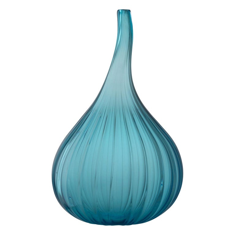 Salviati Small Drops Vase in Teal Glass by Renzo Stellon For Sale at ...