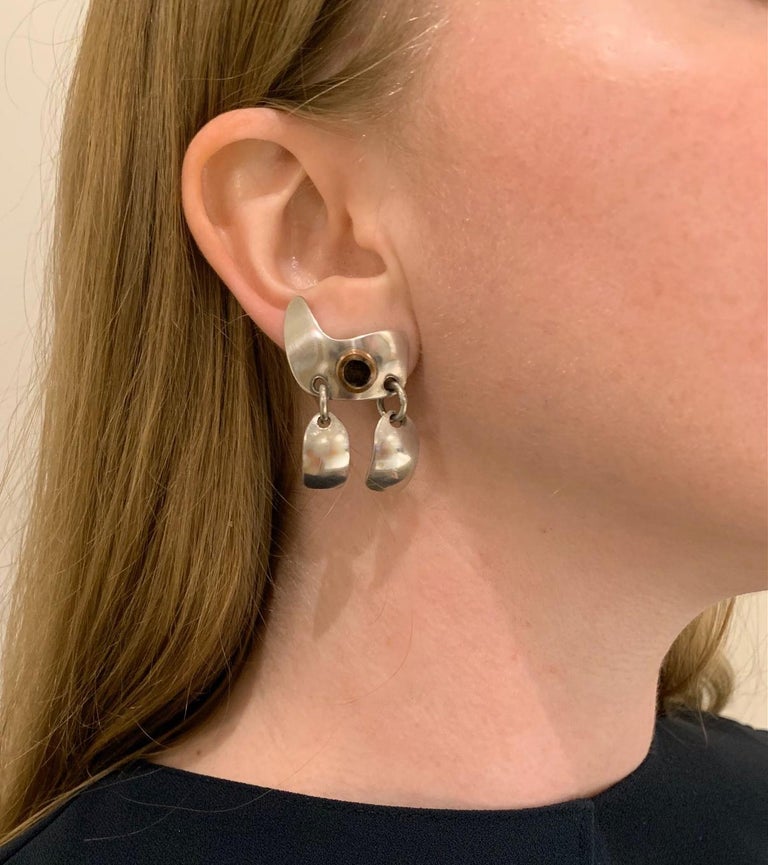 Sam Kramer Copper and Sterling Silver Ear Clips For Sale at 1stDibs