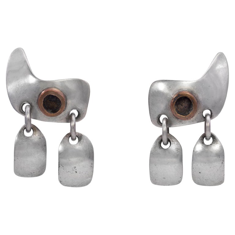 Sam Kramer Copper and Sterling Silver Ear Clips For Sale at 1stDibs