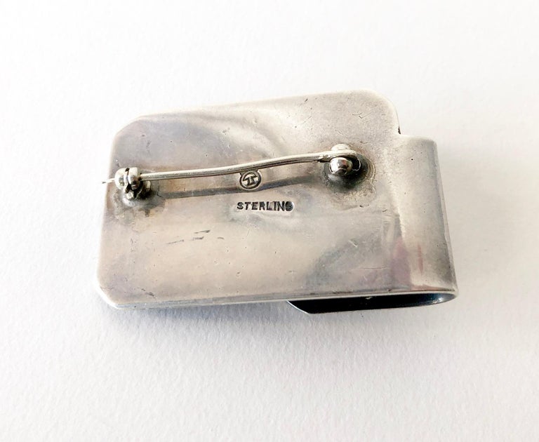 Sam Kramer Sterling Silver Carnelian American Modernist Abstract Brooch ...