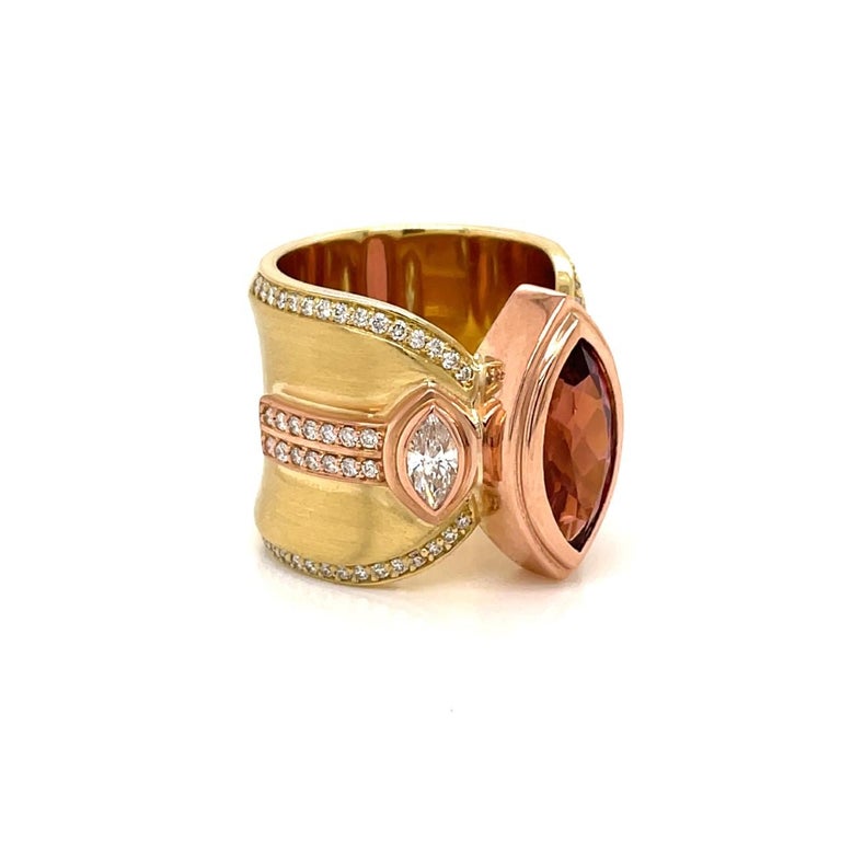 Sam Lehr 2.50ct Pink Tourmaline and Diamond Ring in 18k Yellow Gold For ...