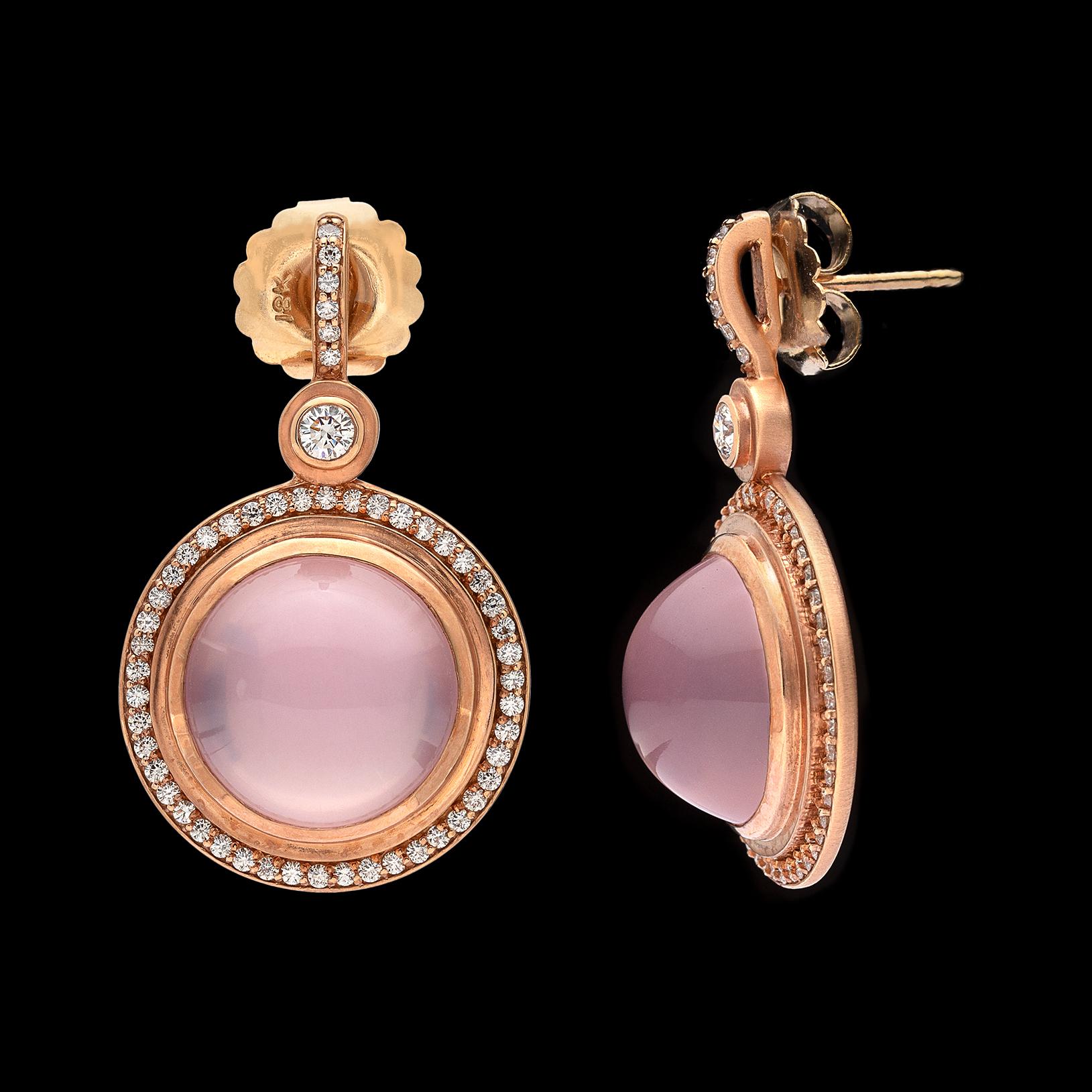 Sam Lehr Pink Moonstone and Diamond Earrings at 1stDibs | sam lehr jewelry