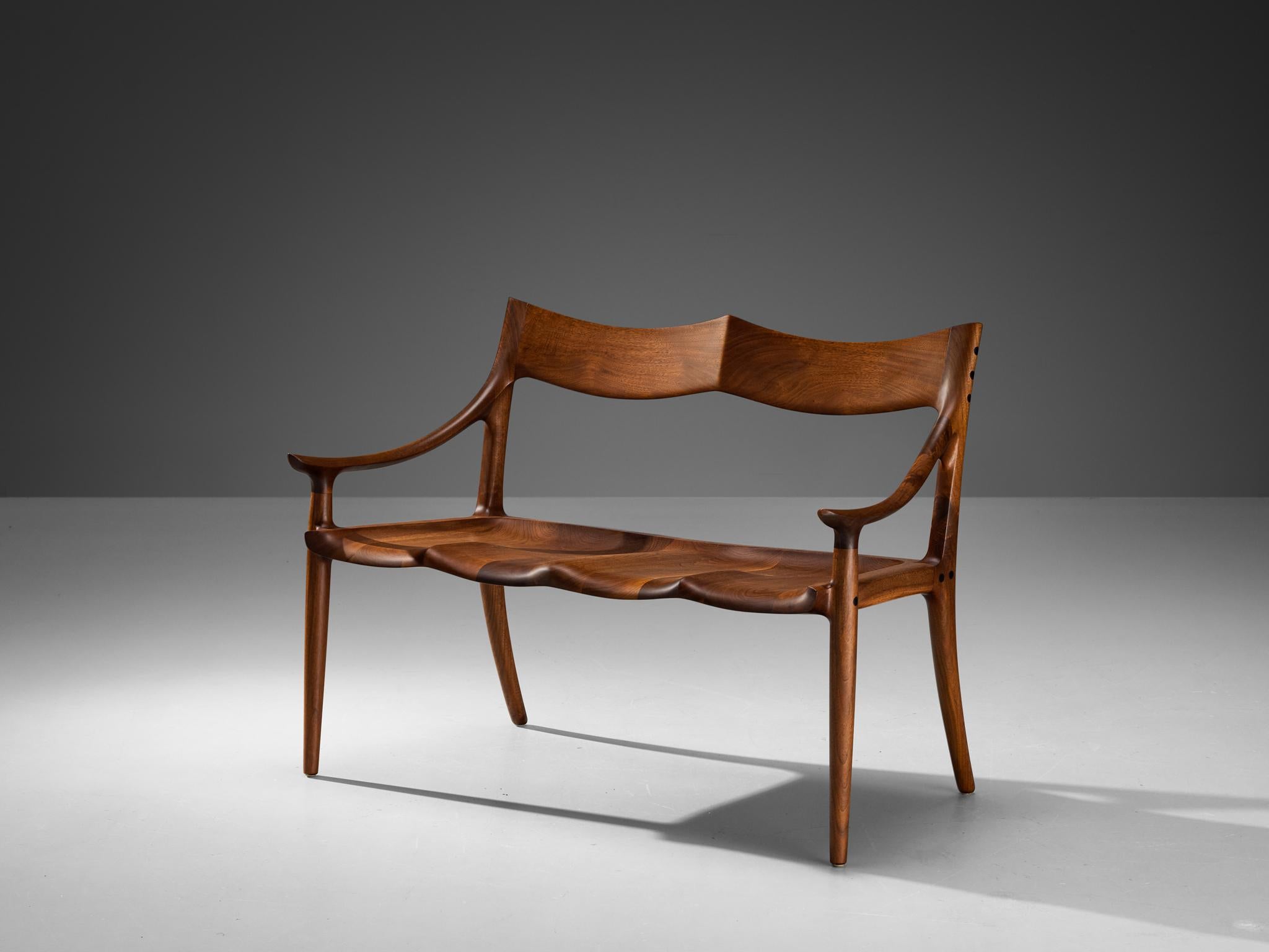 Sam Maloof Settee or Bench in Walnut For Sale at 1stDibs