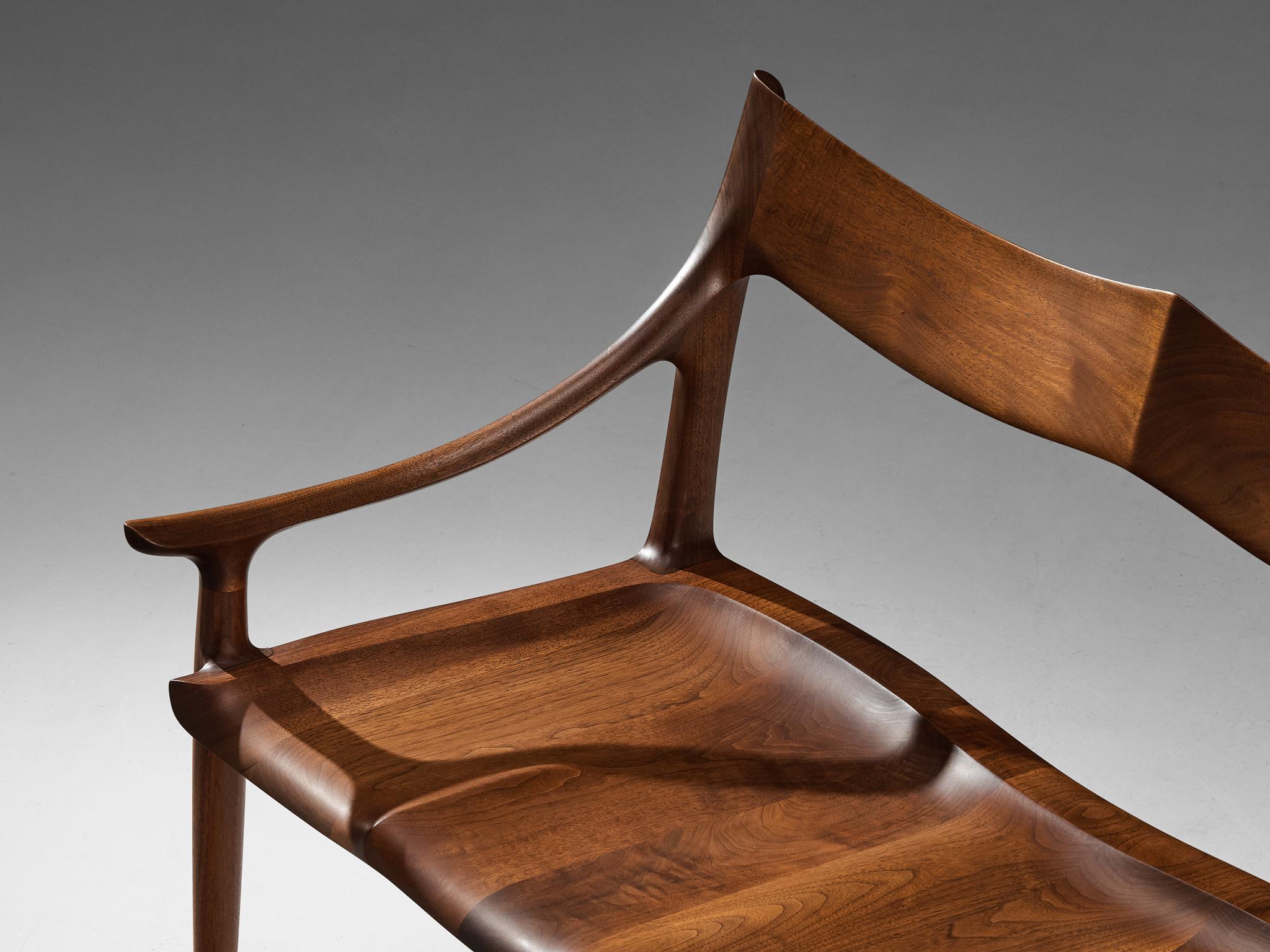 Sam Maloof Settee or Bench in Walnut For Sale at 1stDibs