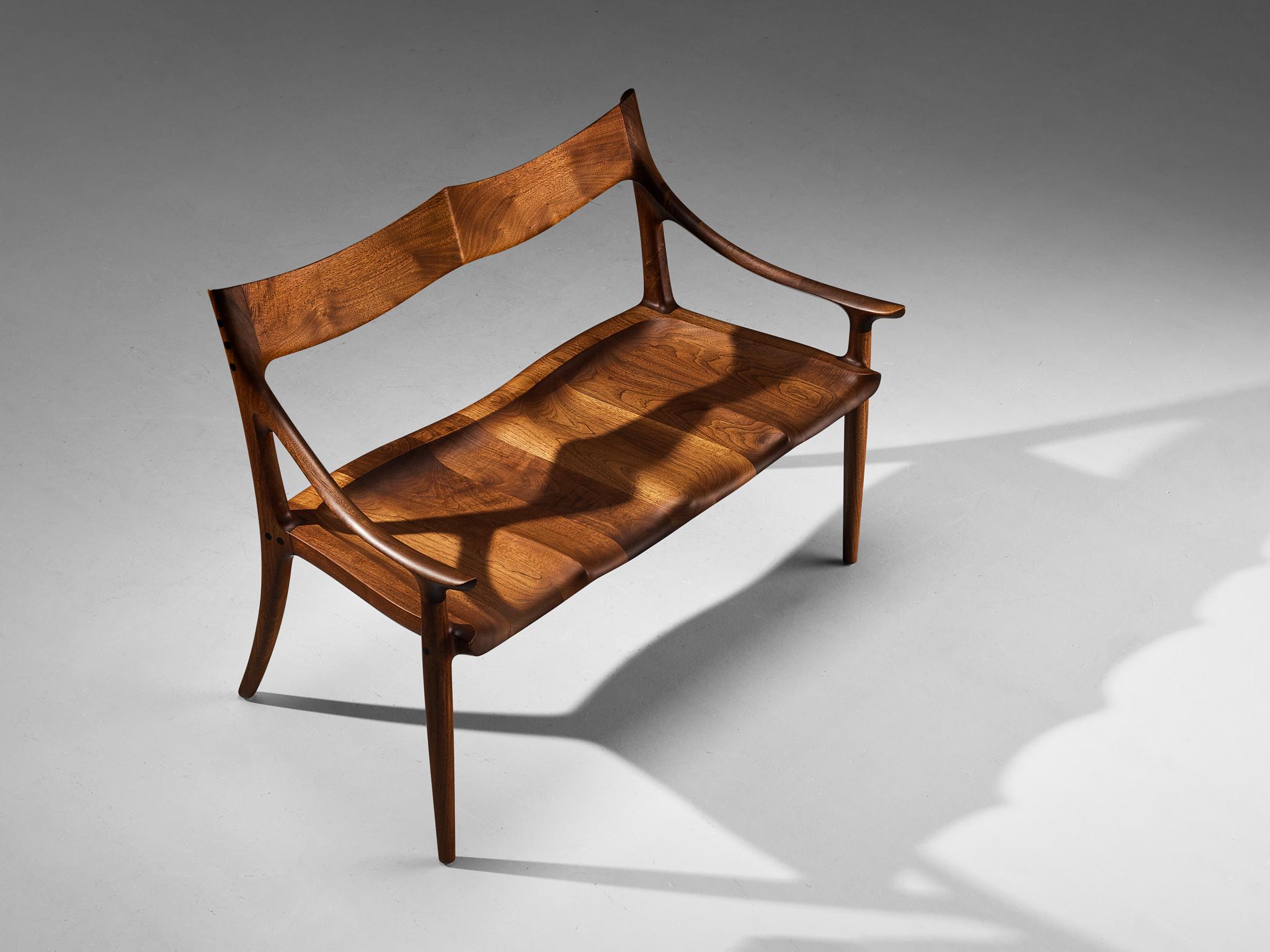Sam Maloof Settee or Bench in Walnut For Sale at 1stDibs