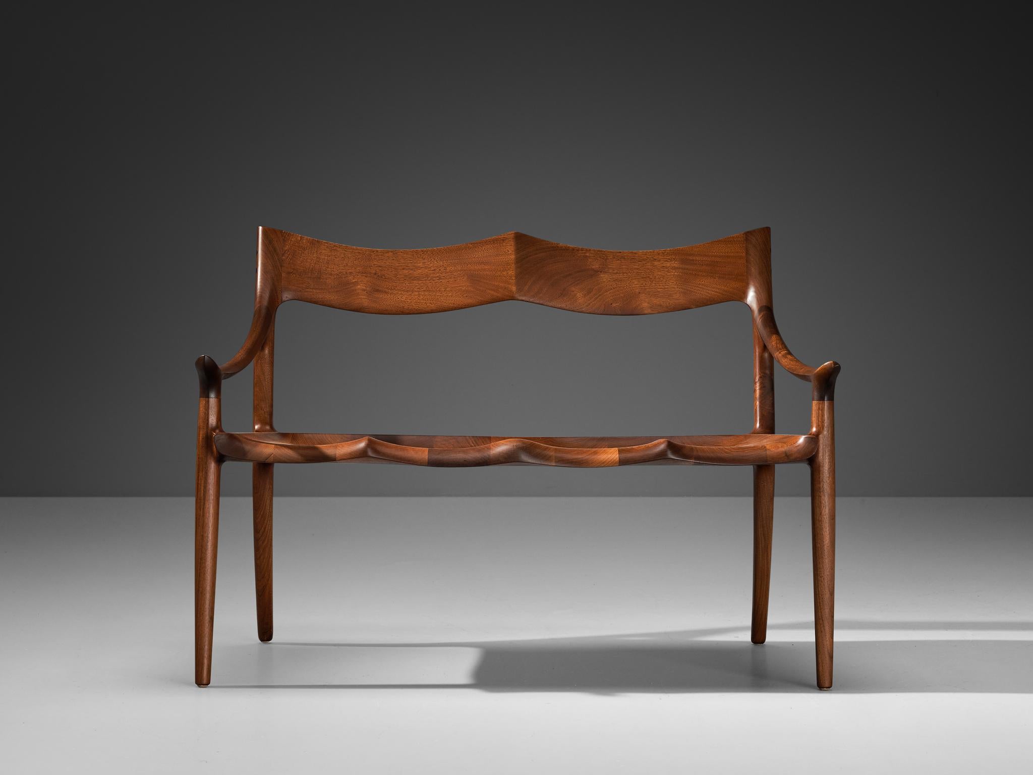 Sam Maloof Settee or Bench in Walnut For Sale at 1stDibs