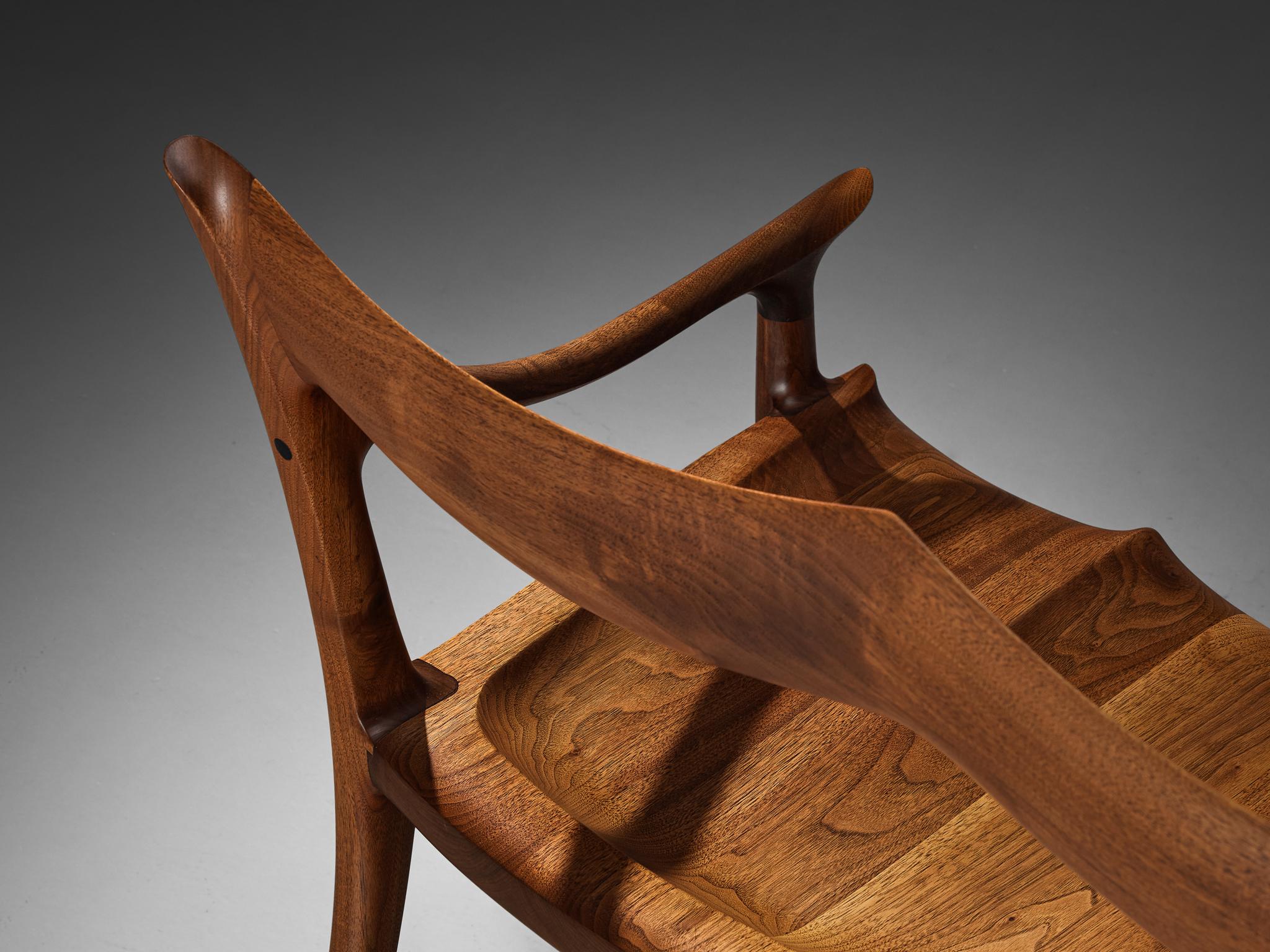 Sam Maloof Settee or Bench in Walnut For Sale at 1stDibs