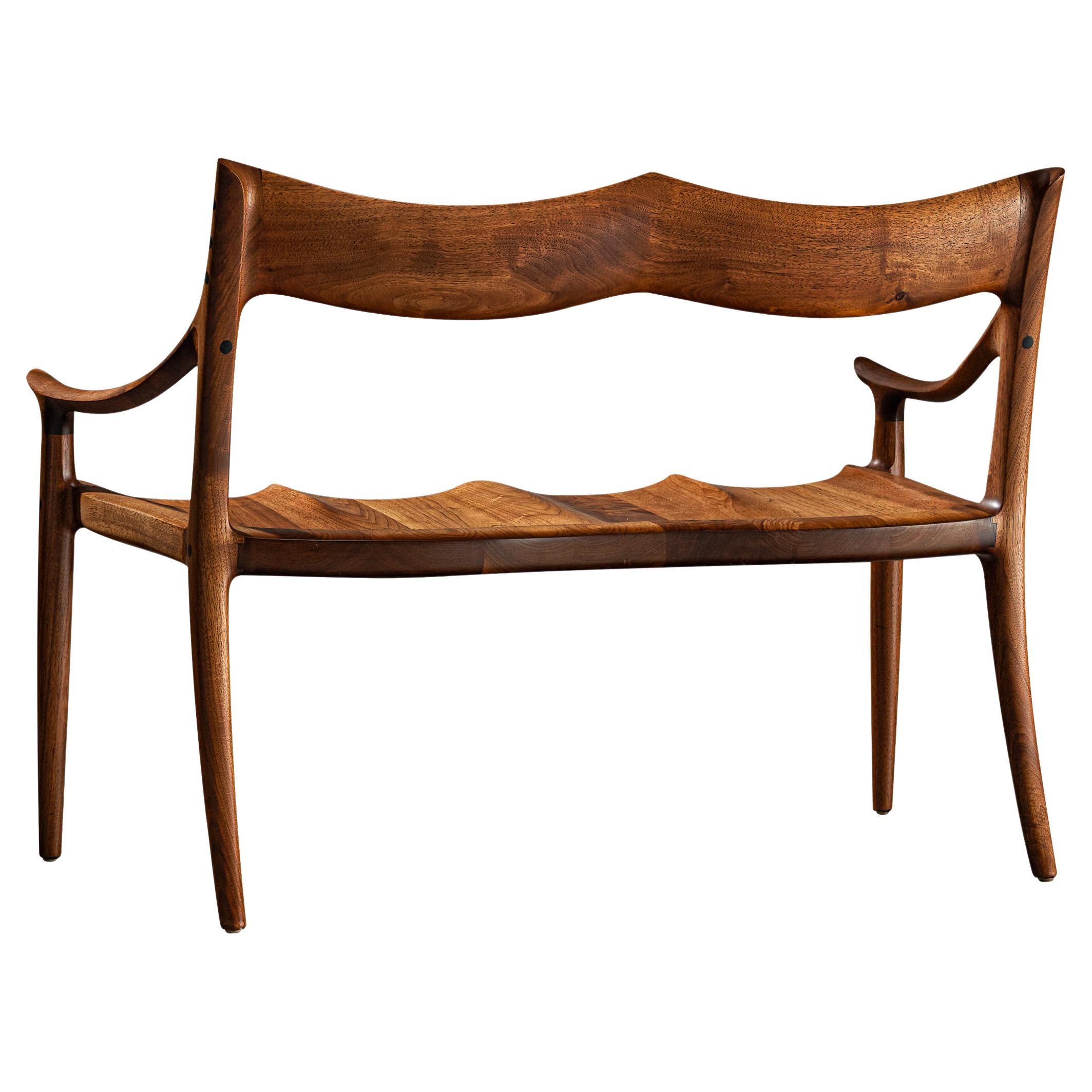 Sam Maloof Settee or Bench in Walnut For Sale at 1stDibs