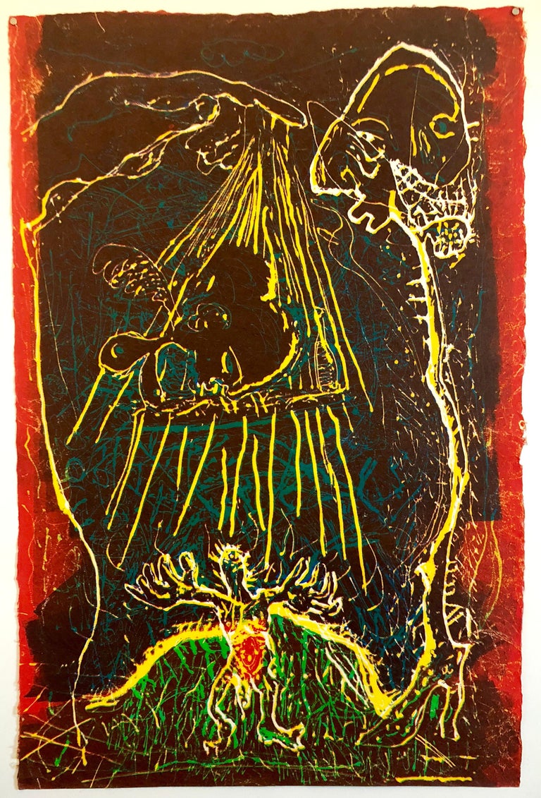 Sam Messer - Large Abstract Expressionist Figure Handmade Paper Etching ...