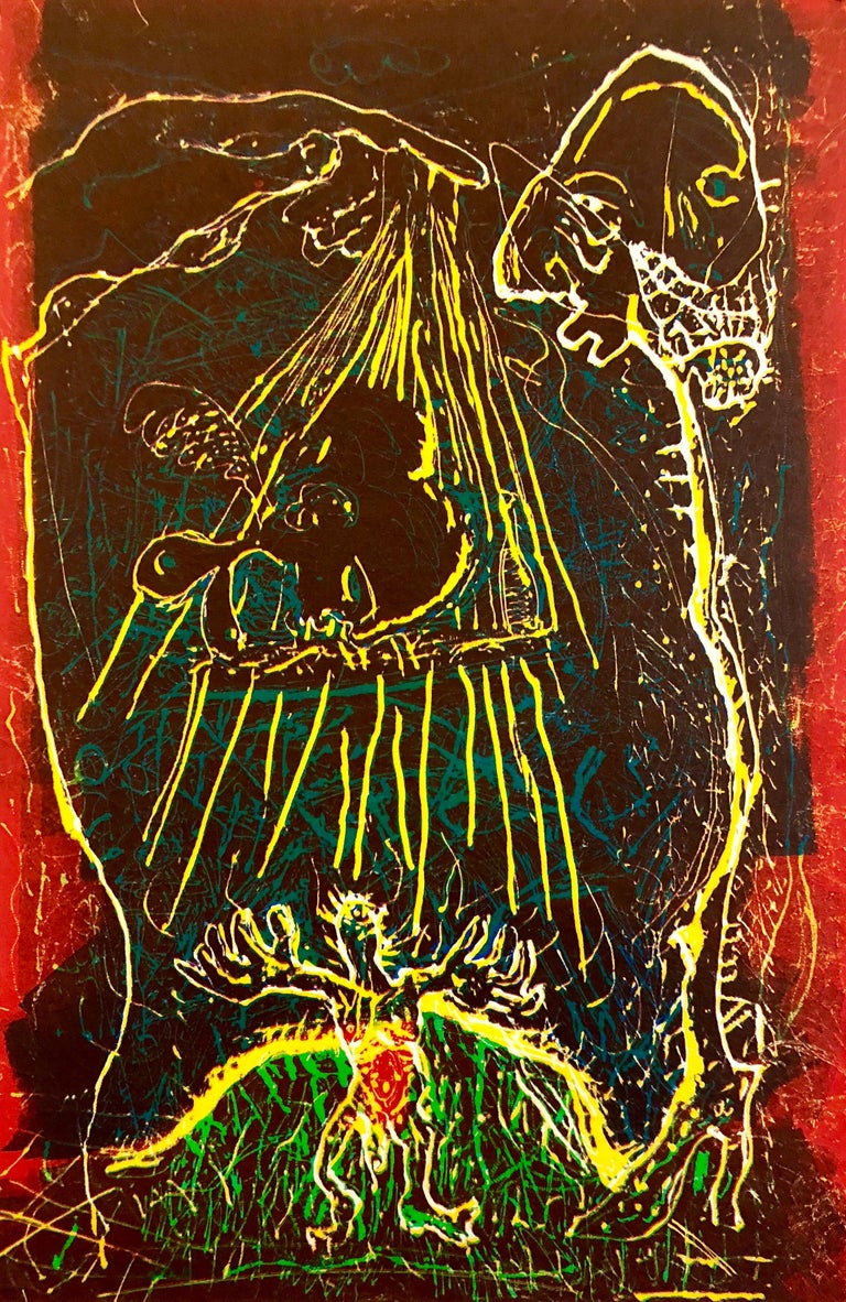 Sam Messer - Large Abstract Expressionist Figure Handmade Paper Etching ...