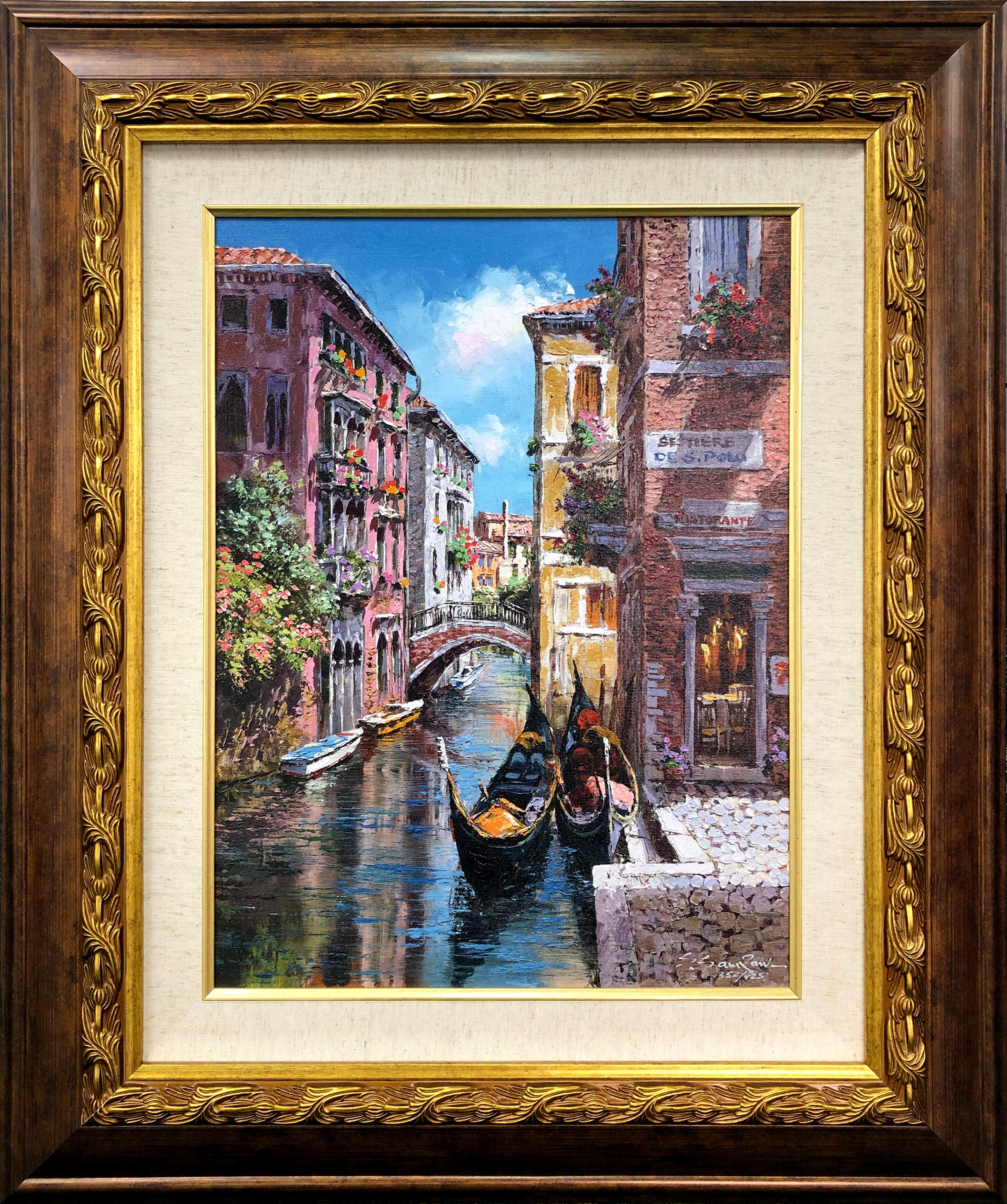 Sam Park - GONDOLAS ON THE CANAL (EMBELLISHED) at 1stDibs