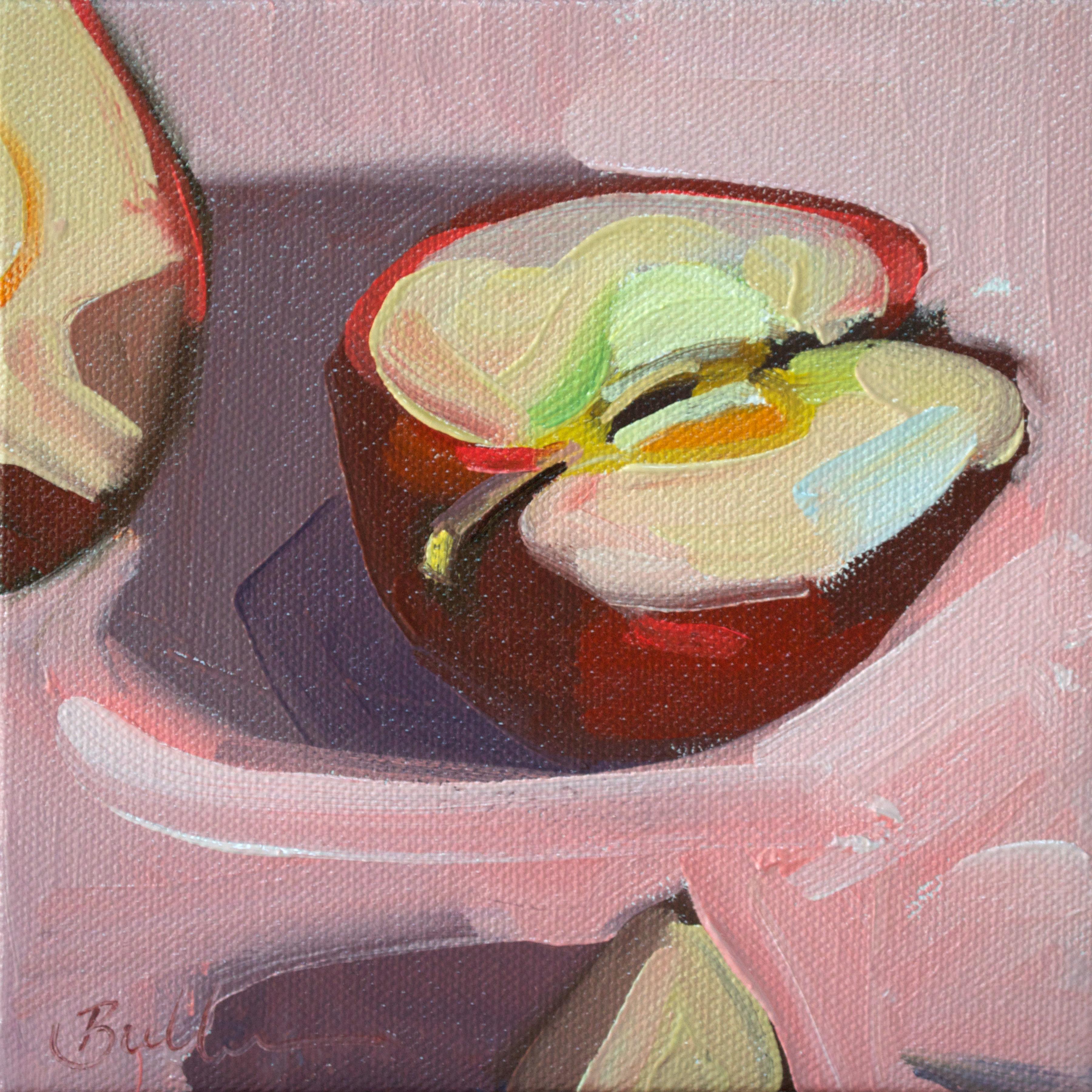 Samantha Buller - "Apple on Pink" by Samantha Buller, Still Life Oil ...