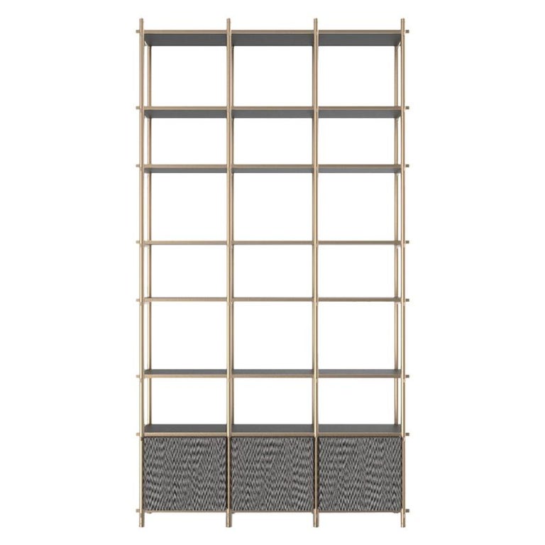 Samir II Luxury Bookshelf, Interlocking Metal Structure, Wooden Shelves ...