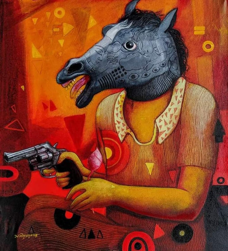 Samir Sarkar - Untitled, Acrylic on Canvas by Contemporary Indian ...