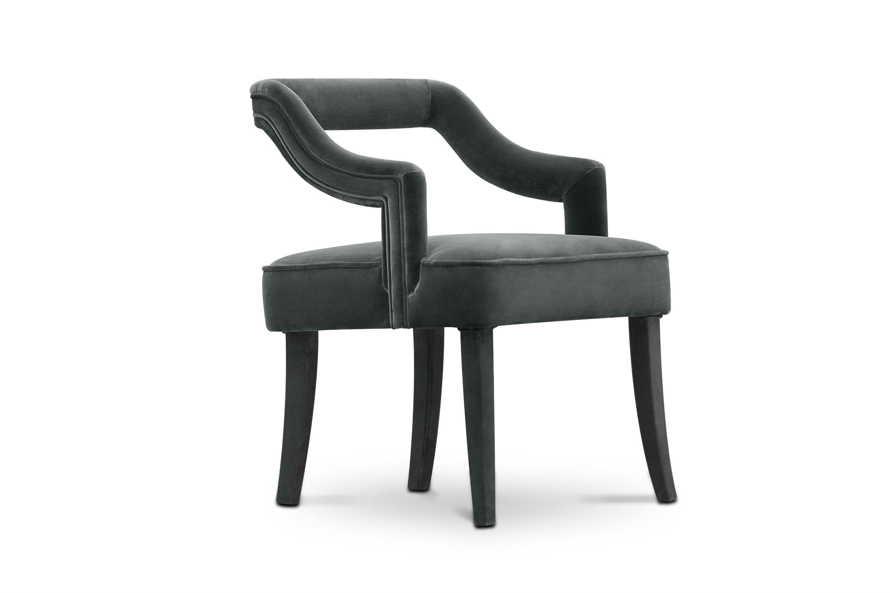 Sample of Oka Dining Chair in Cotton Velvet with Fully Upholstered Legs ...