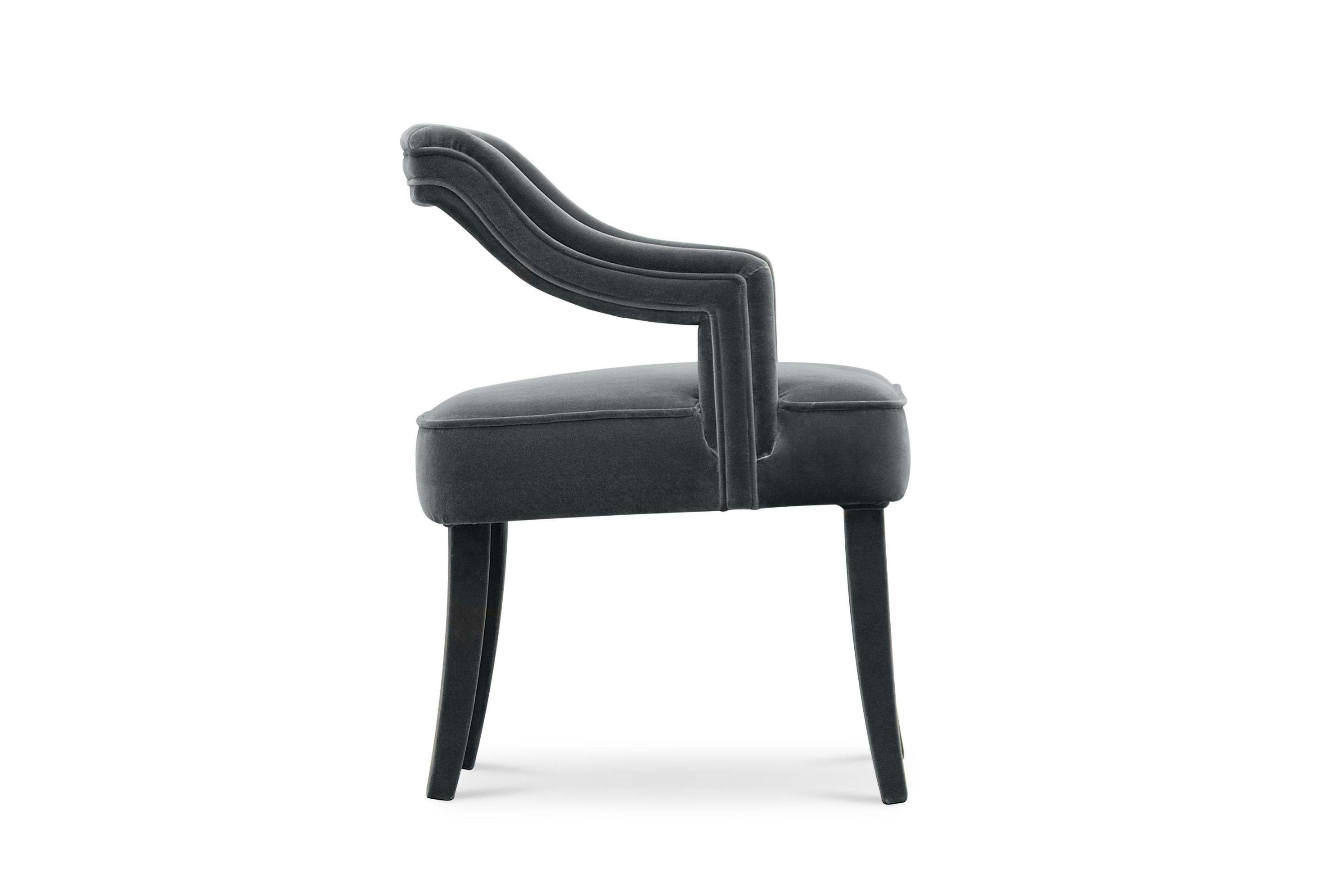Sample of Oka Dining Chair in Cotton Velvet with Fully Upholstered Legs ...
