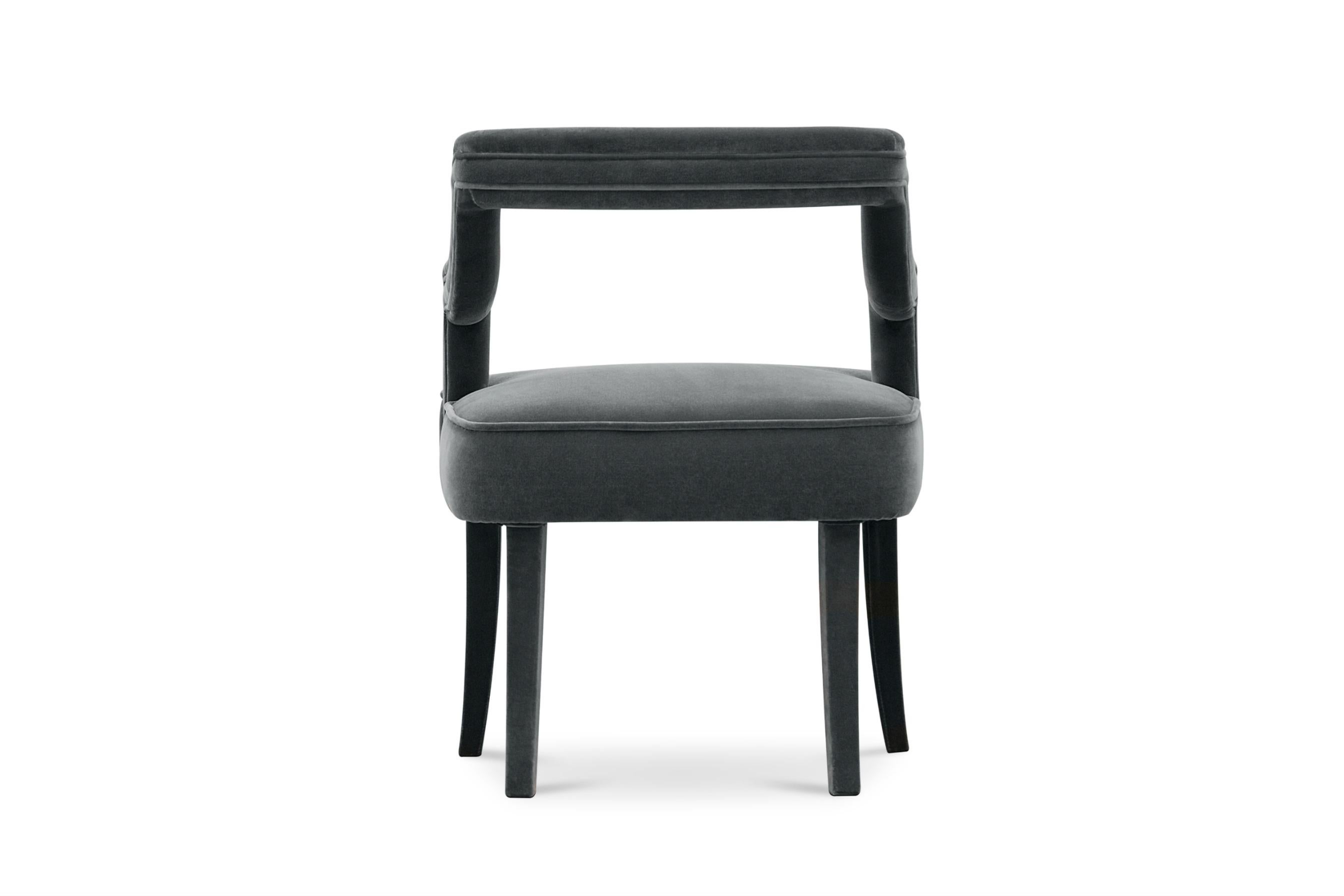 Sample of Oka Dining Chair in Cotton Velvet with Fully Upholstered Legs ...